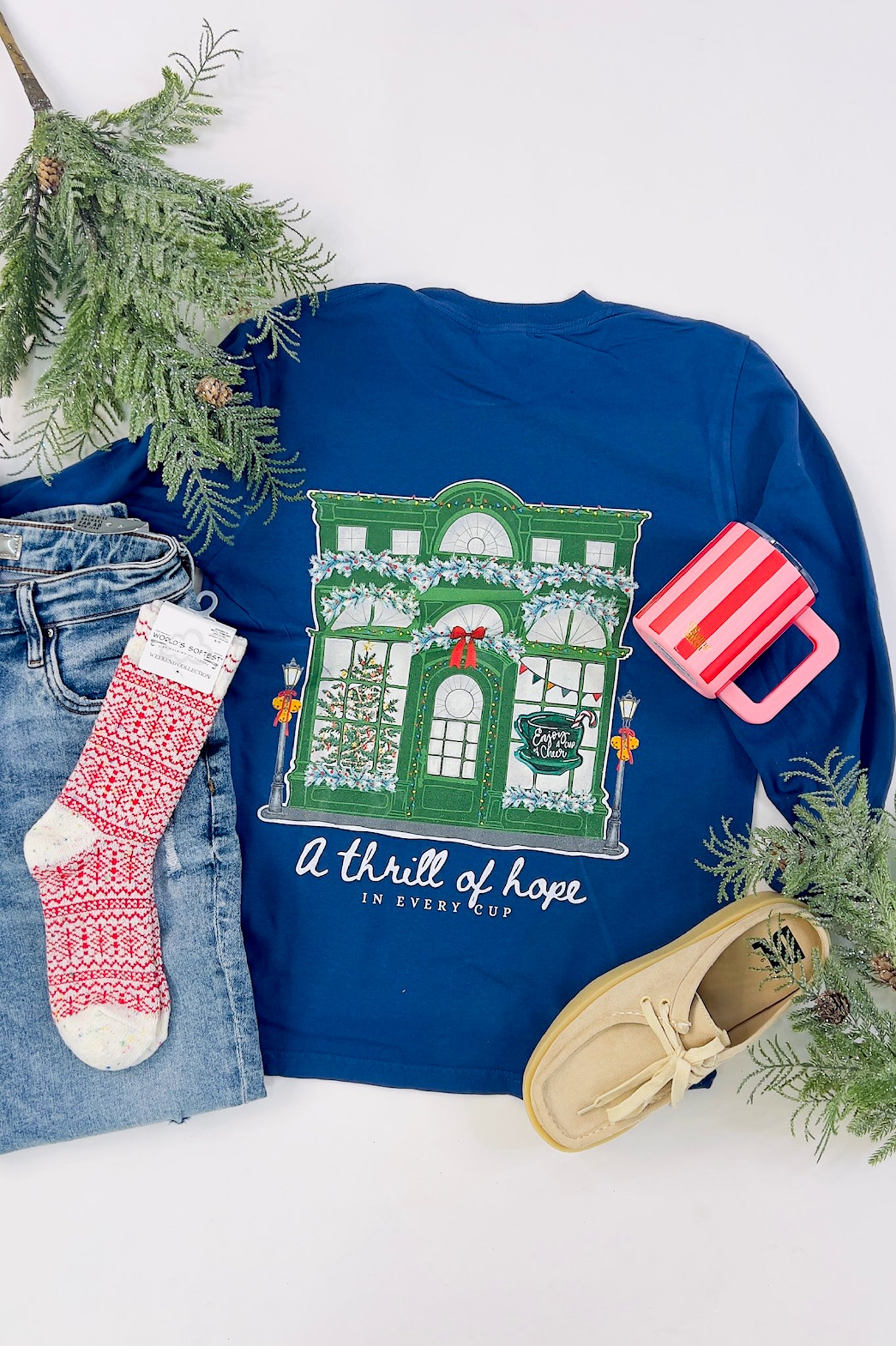 A Cup of Cheer Long Sleeve Graphic Tee – Nora Gray