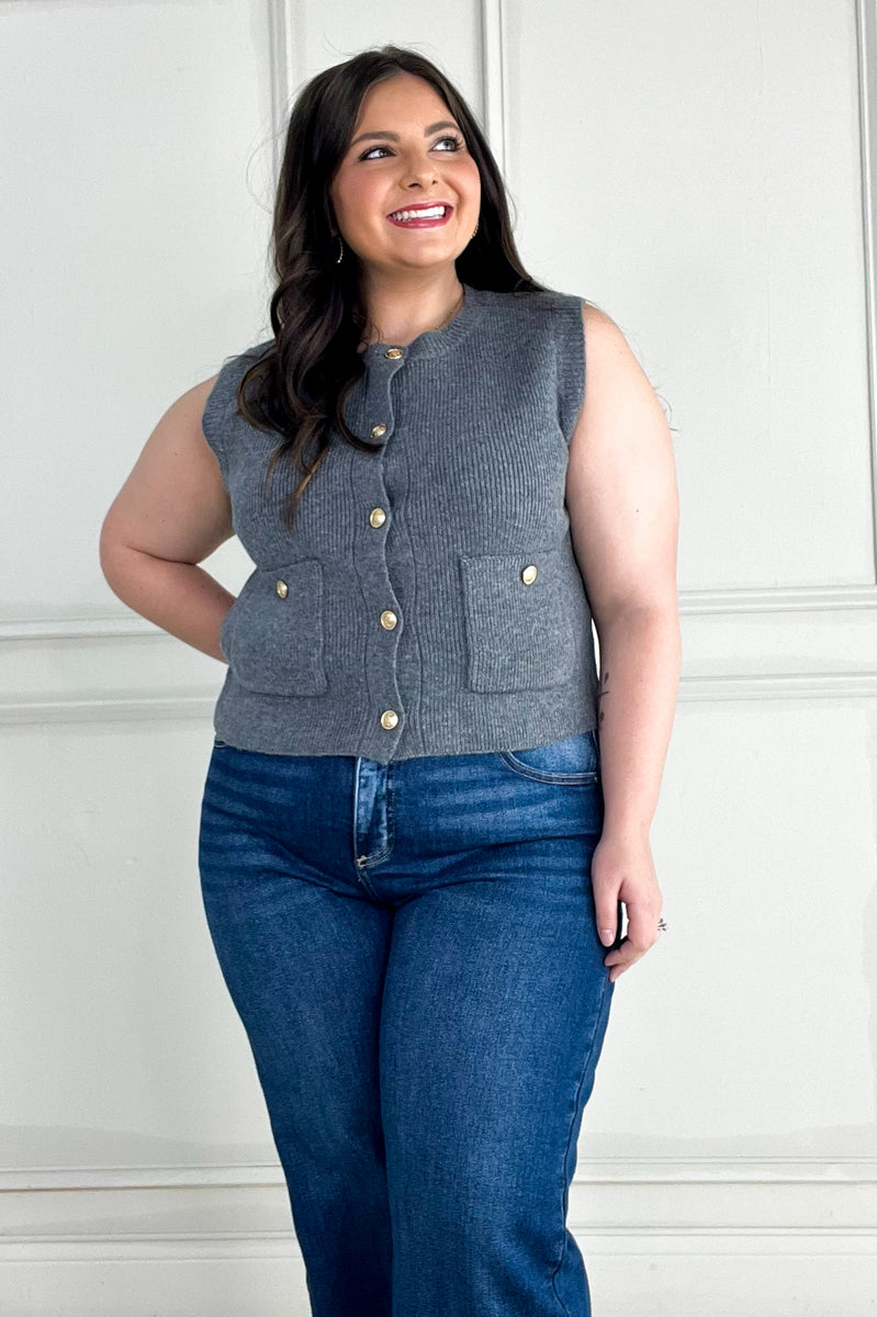 Classic Crewneck Button Up Sweater Vest – Nora Gray
